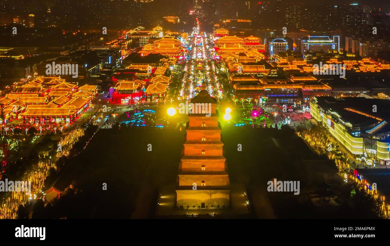 Aerial photo shows spectacular lights illuminating the Datang ...