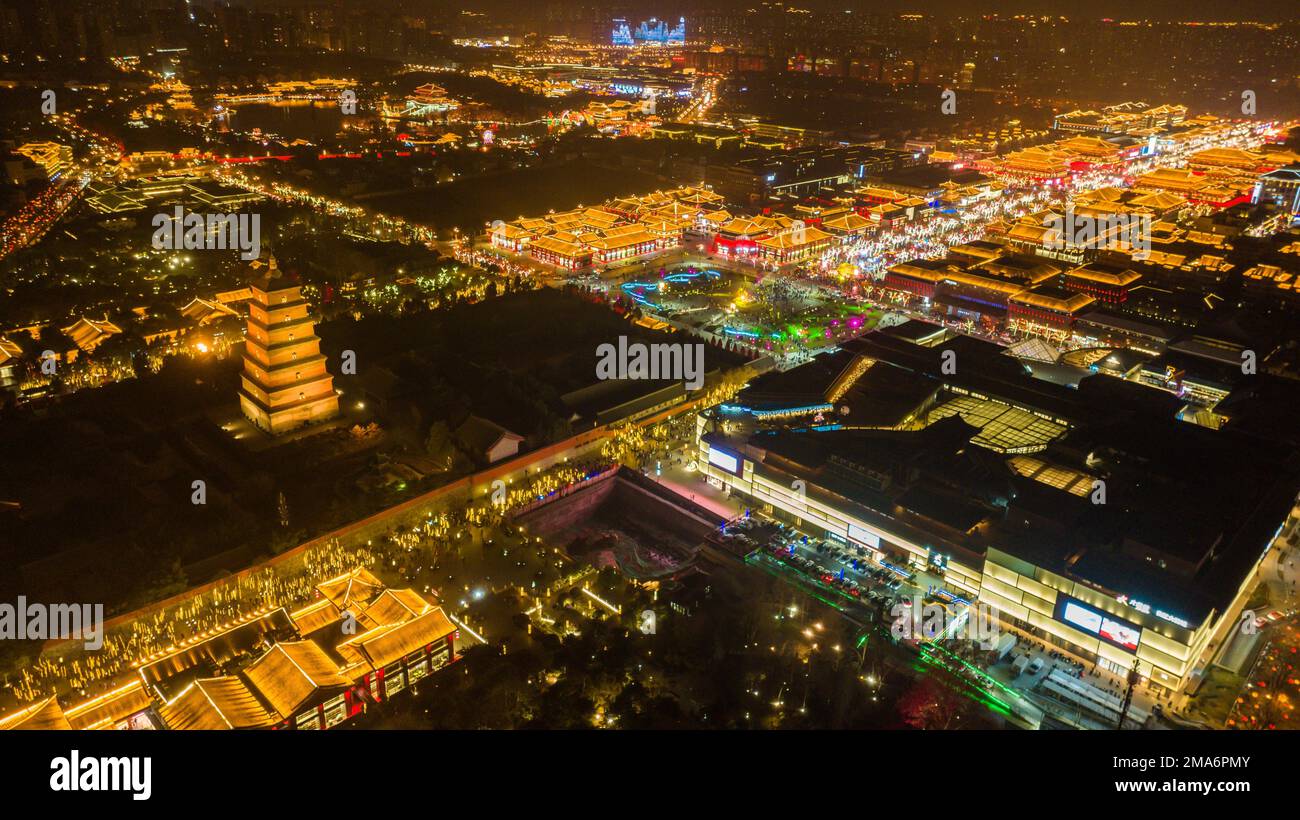 Aerial photo shows spectacular lights illuminating the Datang ...
