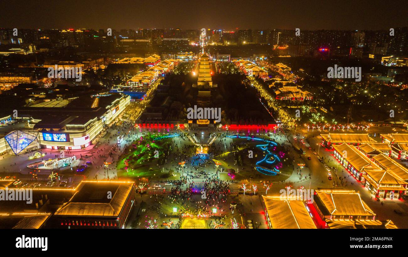 Aerial photo shows spectacular lights illuminating the Datang ...