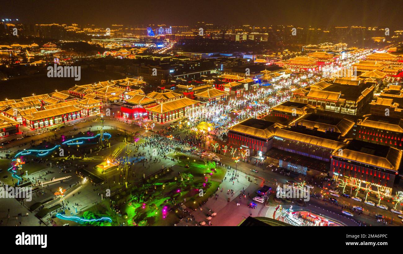 Aerial photo shows spectacular lights illuminating the Datang ...