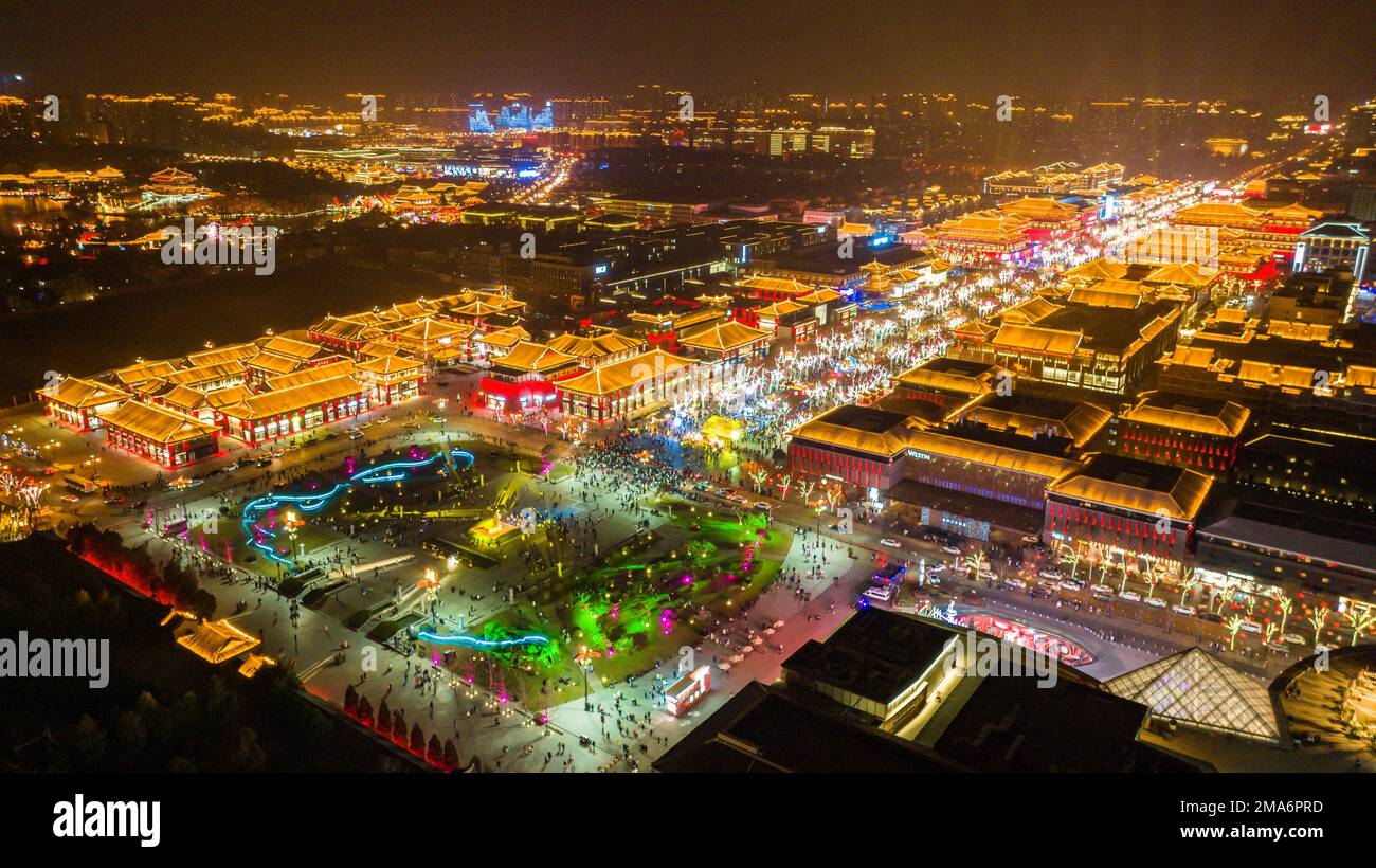 Aerial photo shows spectacular lights illuminating the Datang ...