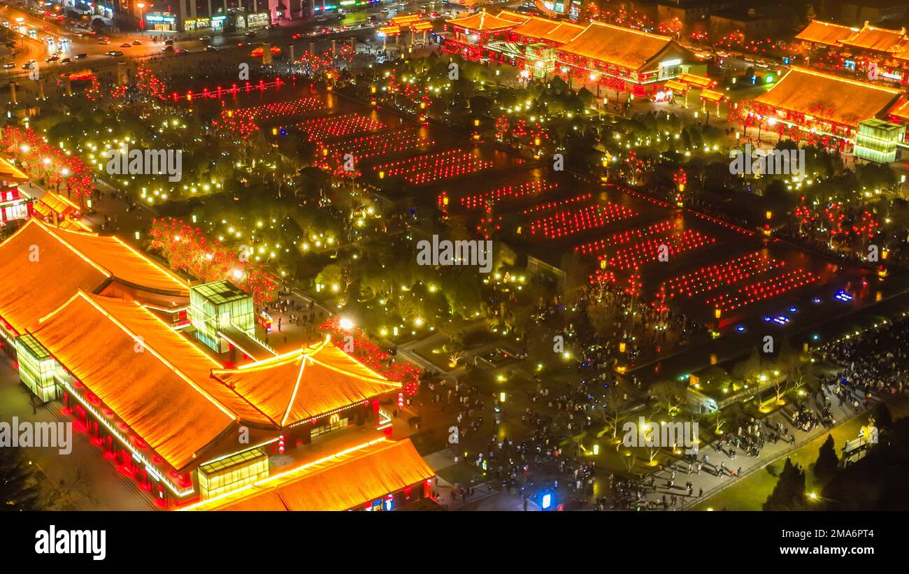 Aerial photo shows spectacular lights illuminating the Datang ...