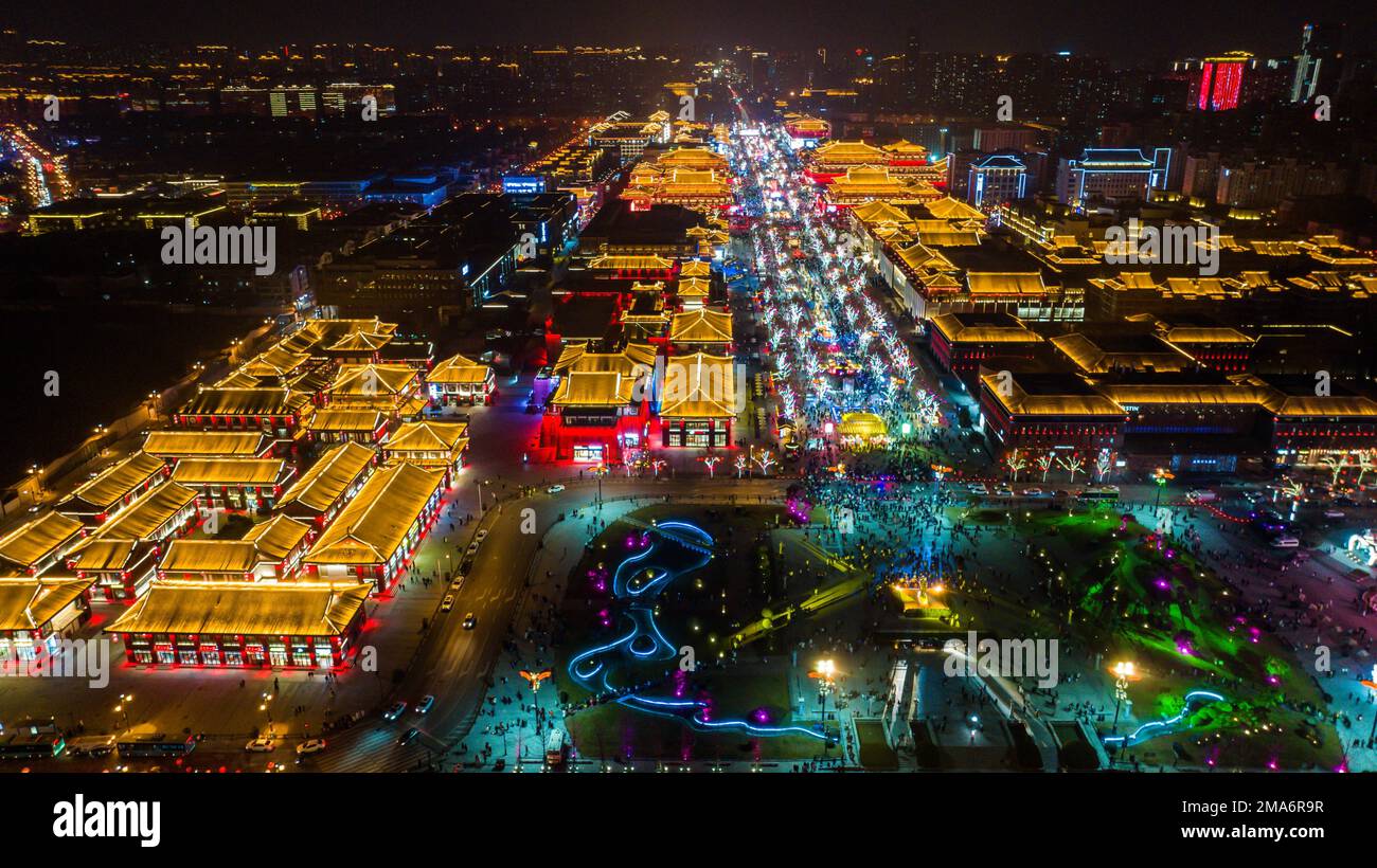 Aerial photo shows spectacular lights illuminating the Datang ...