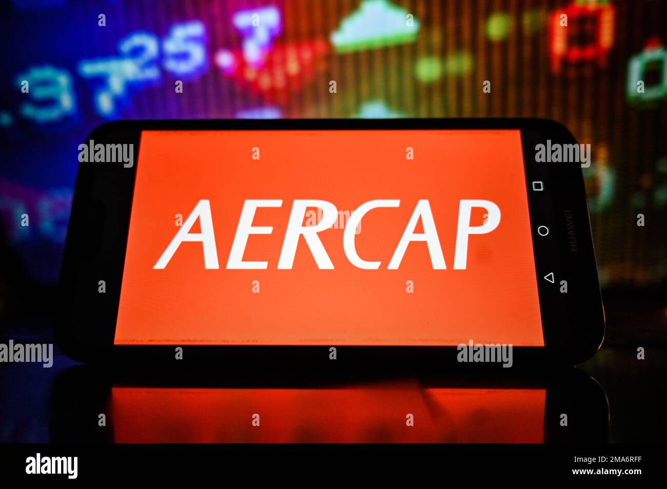 Poland. 19th Jan, 2023. In this photo illustration a AERCAP logo is ...