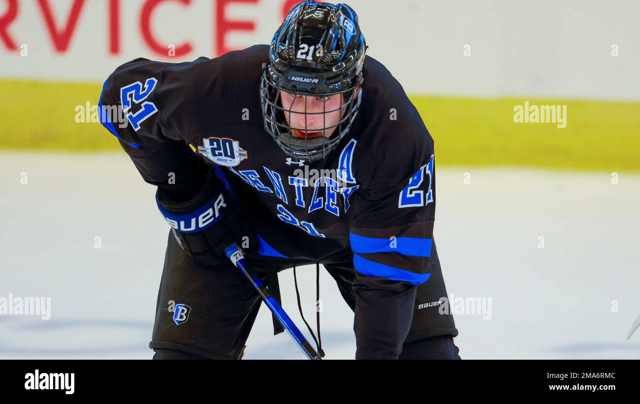Bentley forward Cole Kodsi (21) skates during the first period of an ...