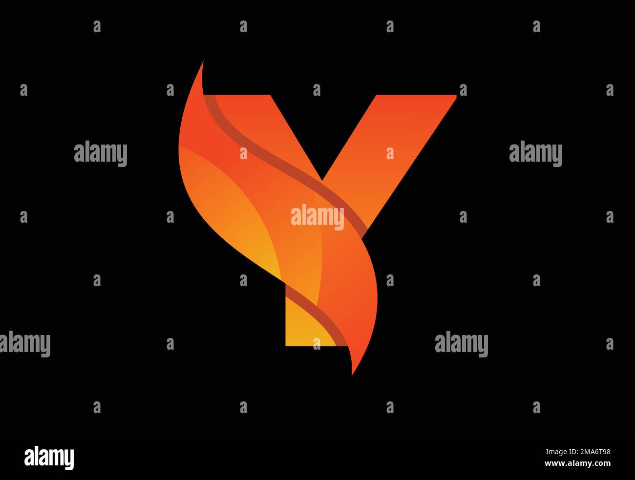 Initial Y monogram letter with a swoosh or flame. Fire flames or swoosh ...