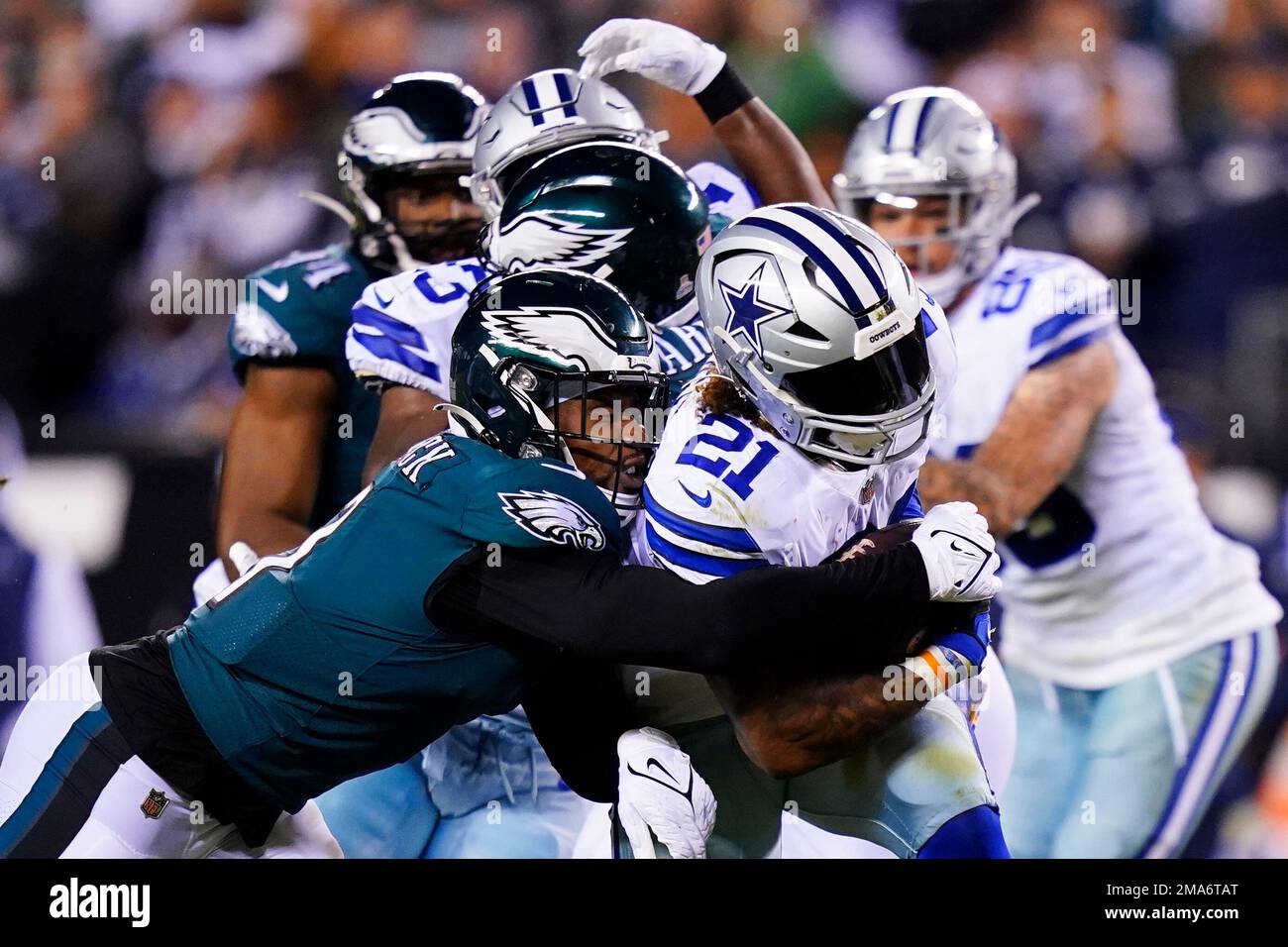 Dallas Cowboys' Ezekiel Elliott is stopped by Philadelphia Eagles ...