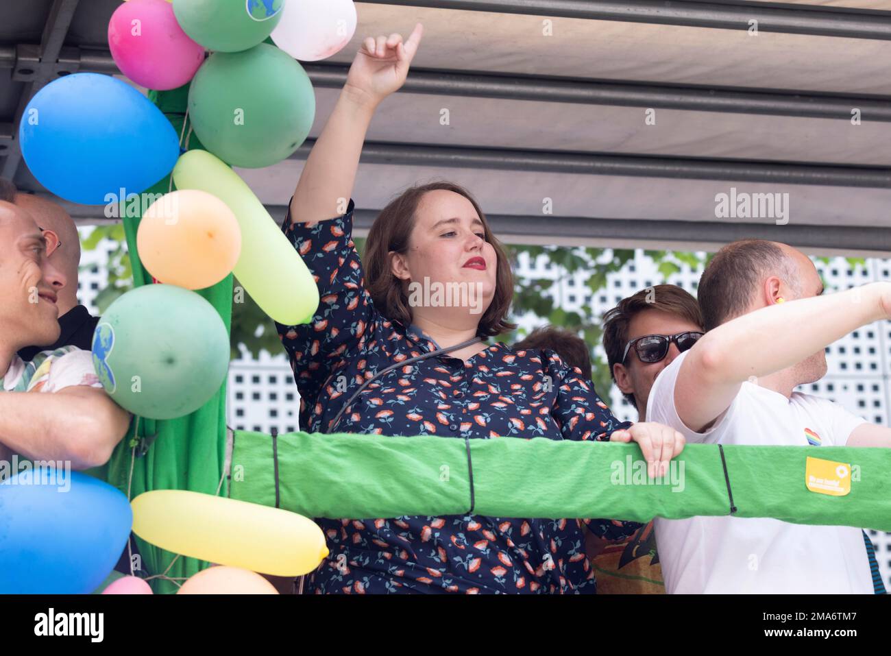 Green politician Ricarda Lang on a float in the CSD parade, Cologne ...
