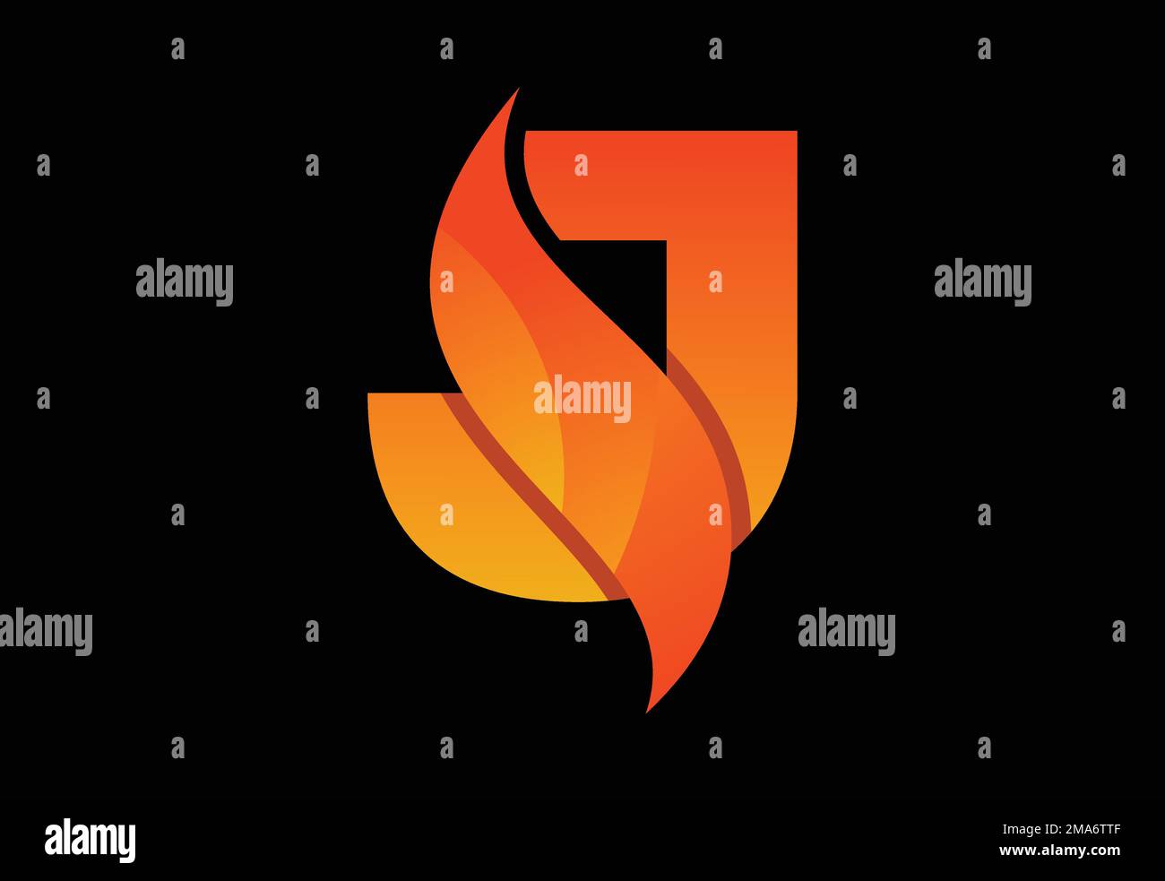 Initial J monogram letter with a swoosh or flame. Fire flames or swoosh ...