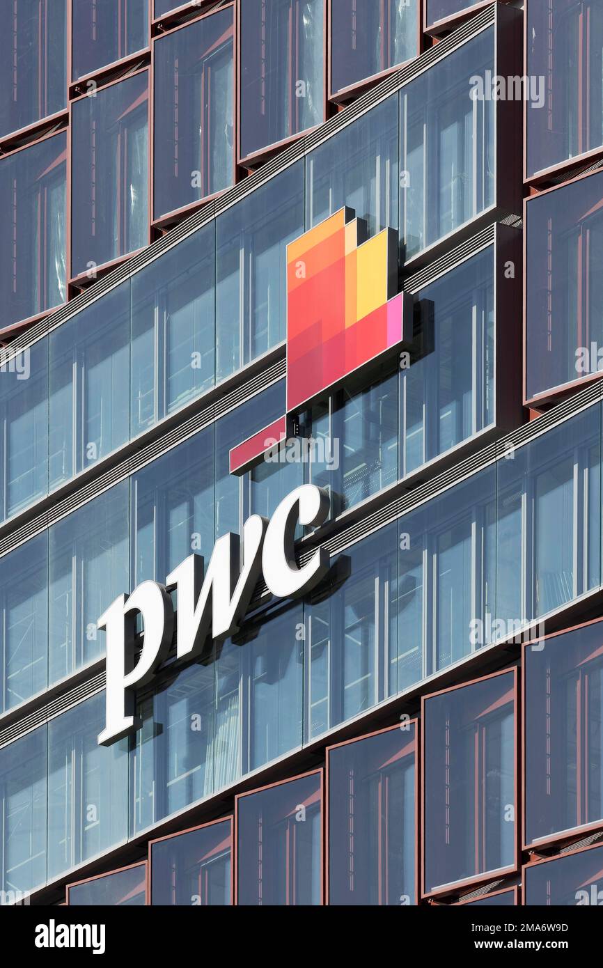 PricewaterhouseCoopers AG PWC Logo On Building Duesseldorf Branch