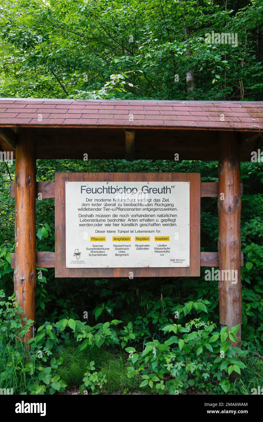 Glems reservoir circular trail, information board, sign, Greuth wetland ...
