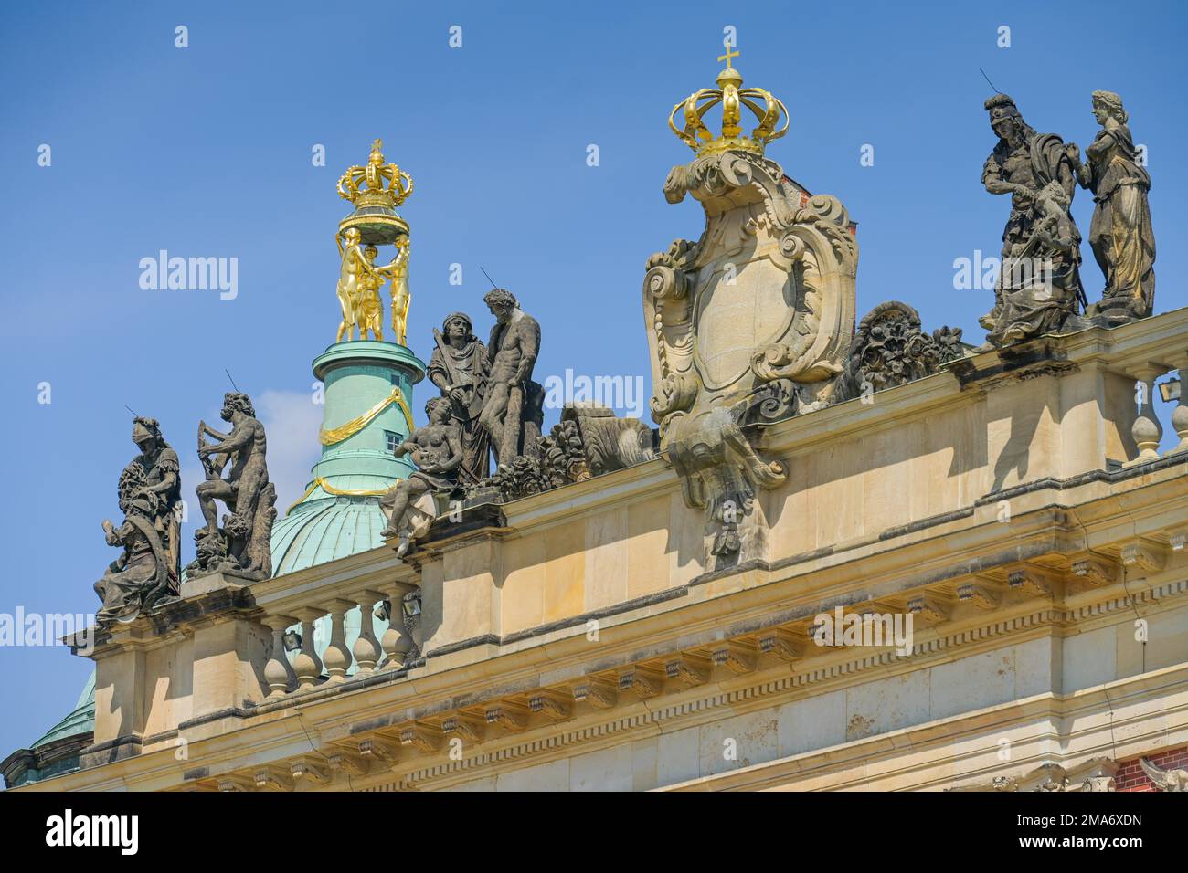 Roof Figures, New Palace, Sanssouci Park, Potsdam, Brandenburg, Germany ...