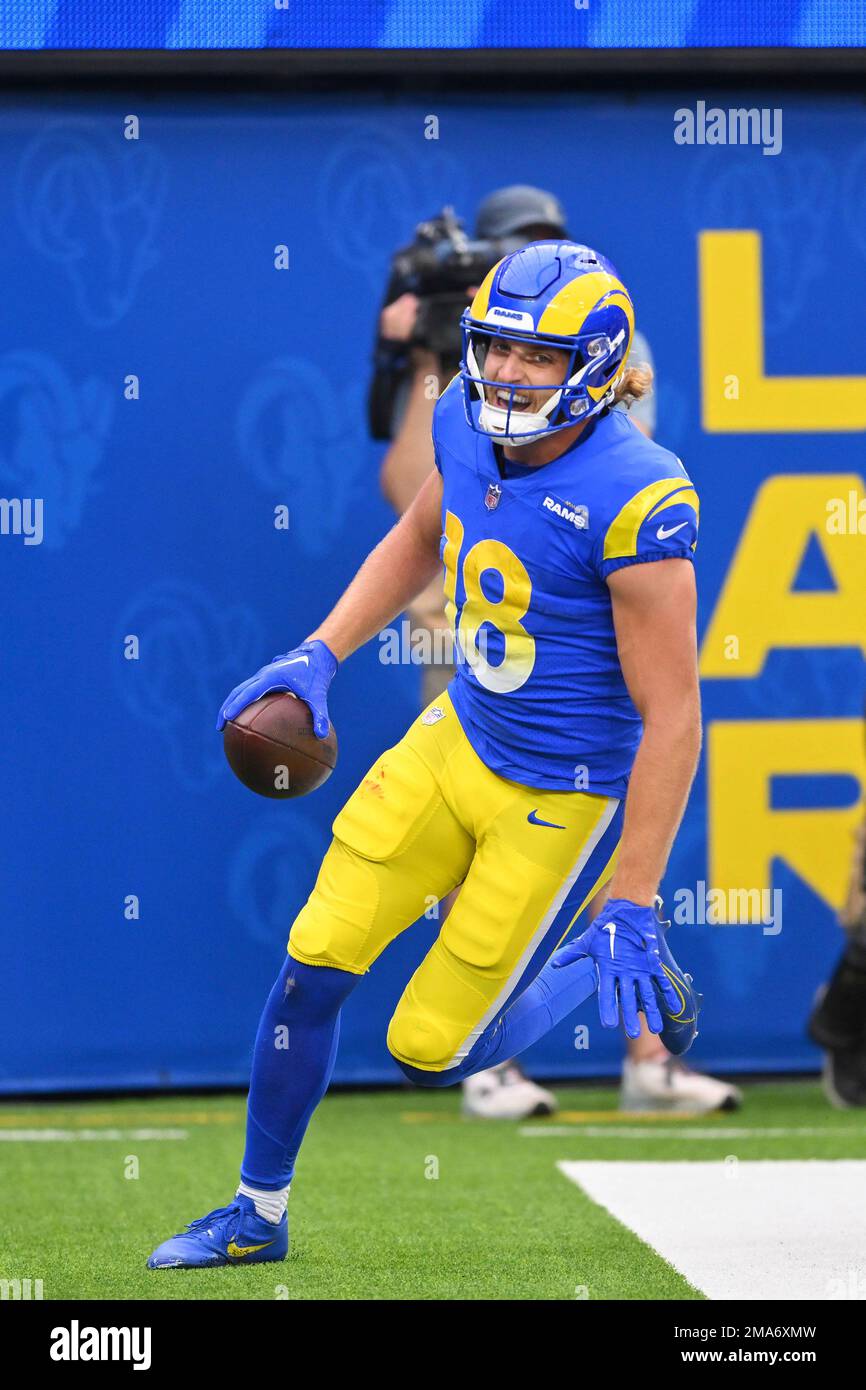Los Angeles Rams wide receiver Ben Skowronek (18) celebrates after a ...
