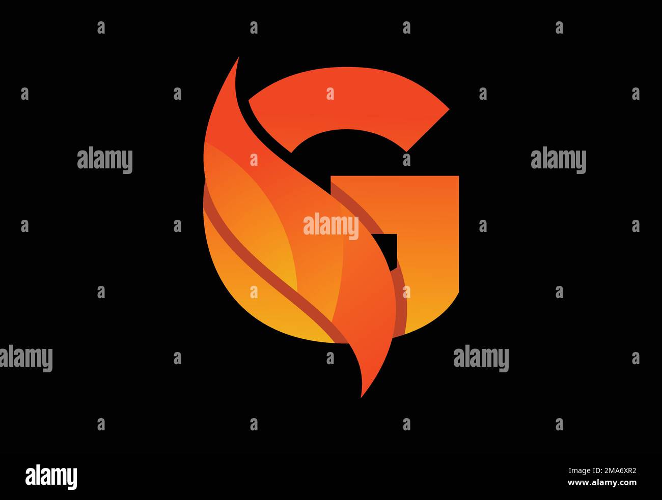 Initial G monogram letter with a swoosh or flame. Fire flames or swoosh ...