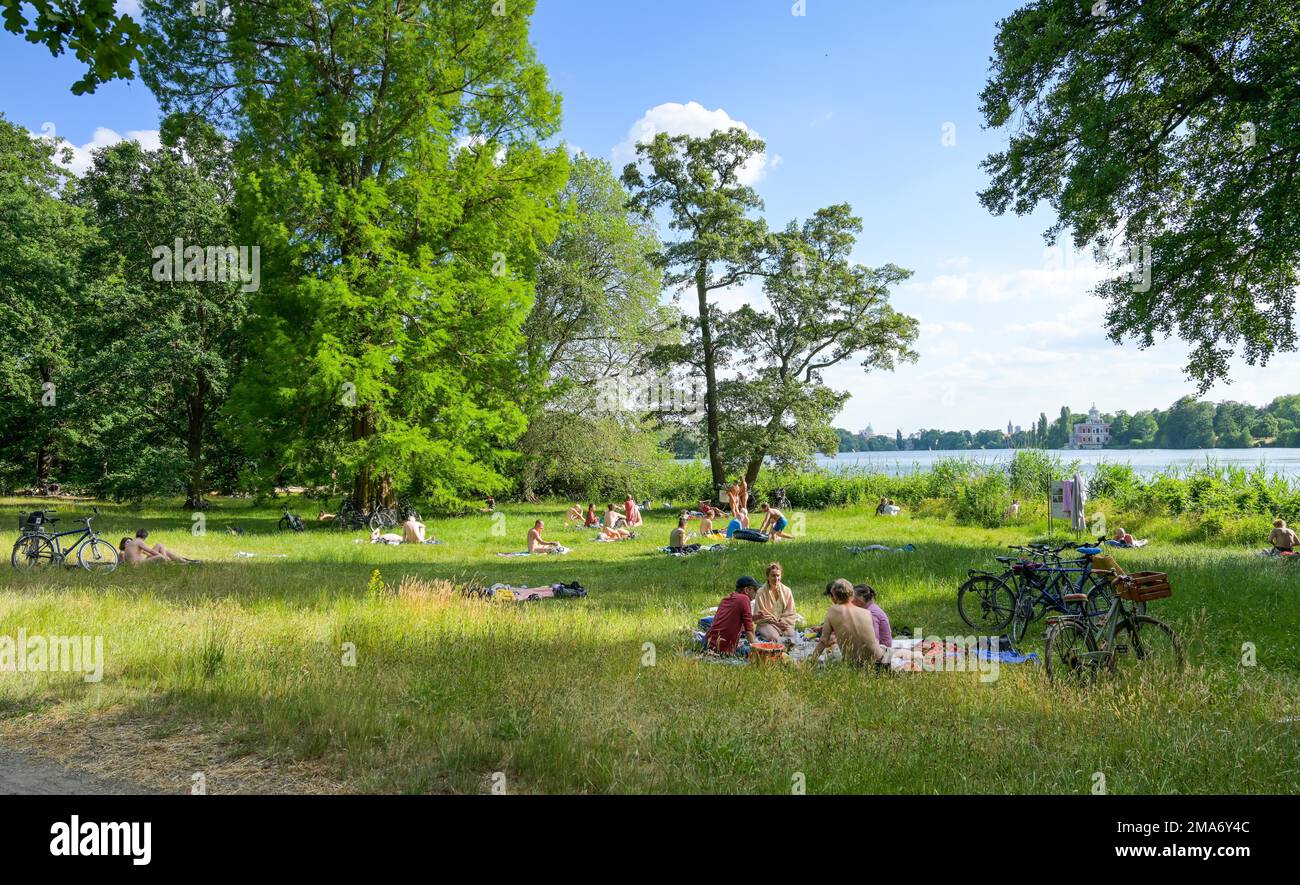 Heiliger See bathing area, Potsdam, Brandenburg, Germany Stock Photo ...
