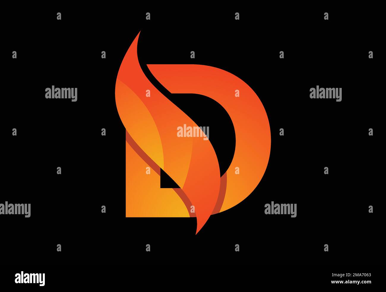 Initial D monogram letter with a swoosh or flame. Fire flames or swoosh ...