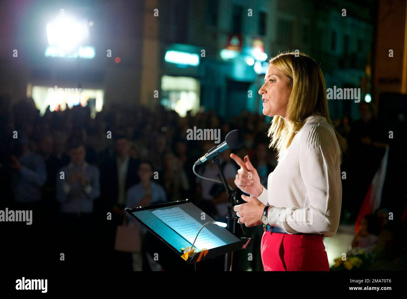 European Parliament president Roberta Metsola, delivers her speech ...