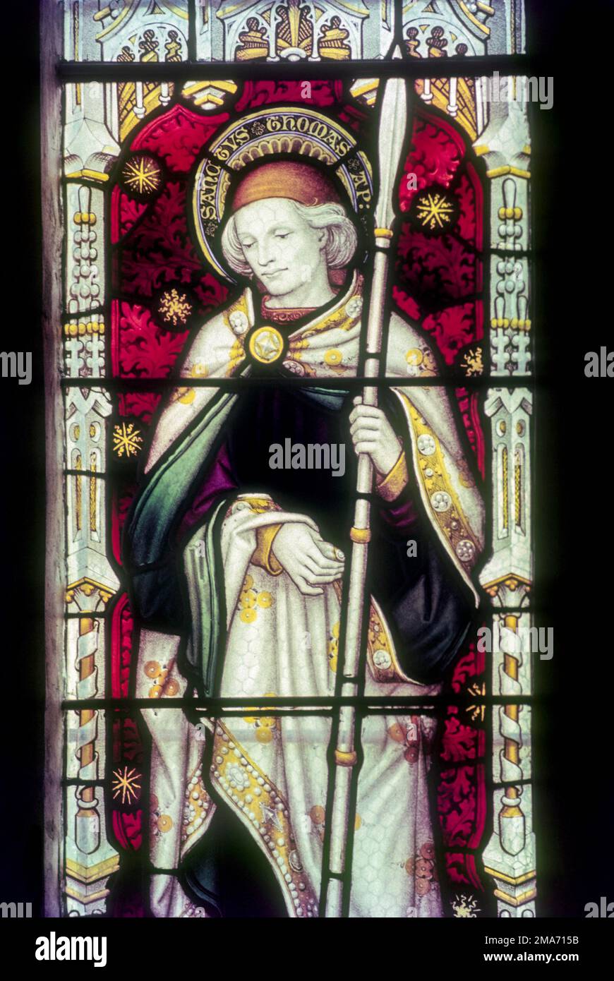 Stained glass in C. S. I Christ Church, Old Munnar, Kerala, India, Asia ...