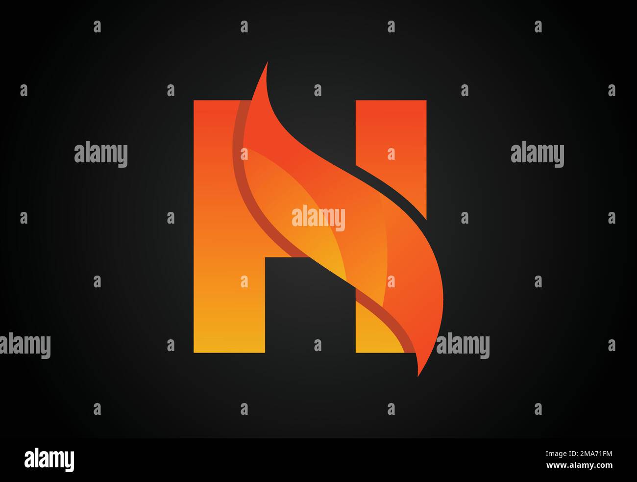Initial H monogram letter with a swoosh or flame. Fire flames or swoosh ...