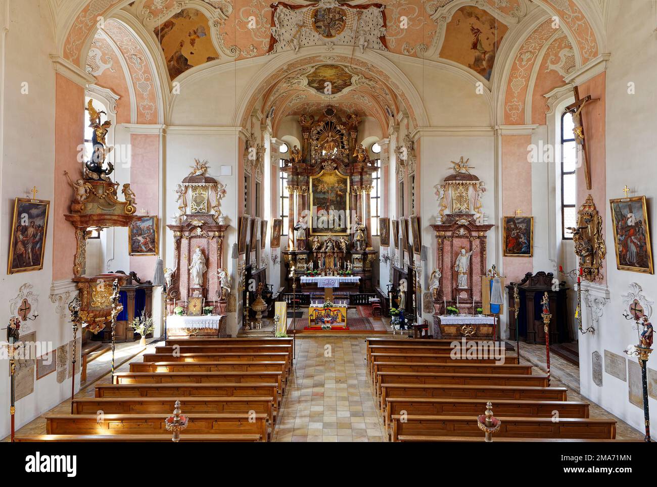 Altar, chancel and pews, St. George's Catholic Parish Church, Baroque ...