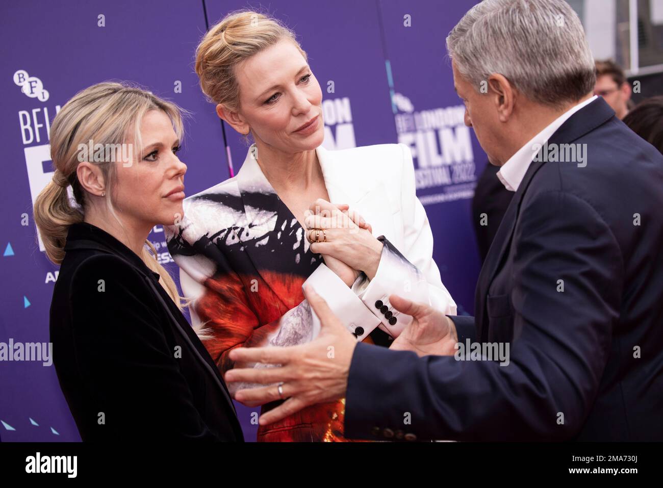 Kim Morgan, Cate Blanchett and Ted Sarandos chat upon arrival for the ...