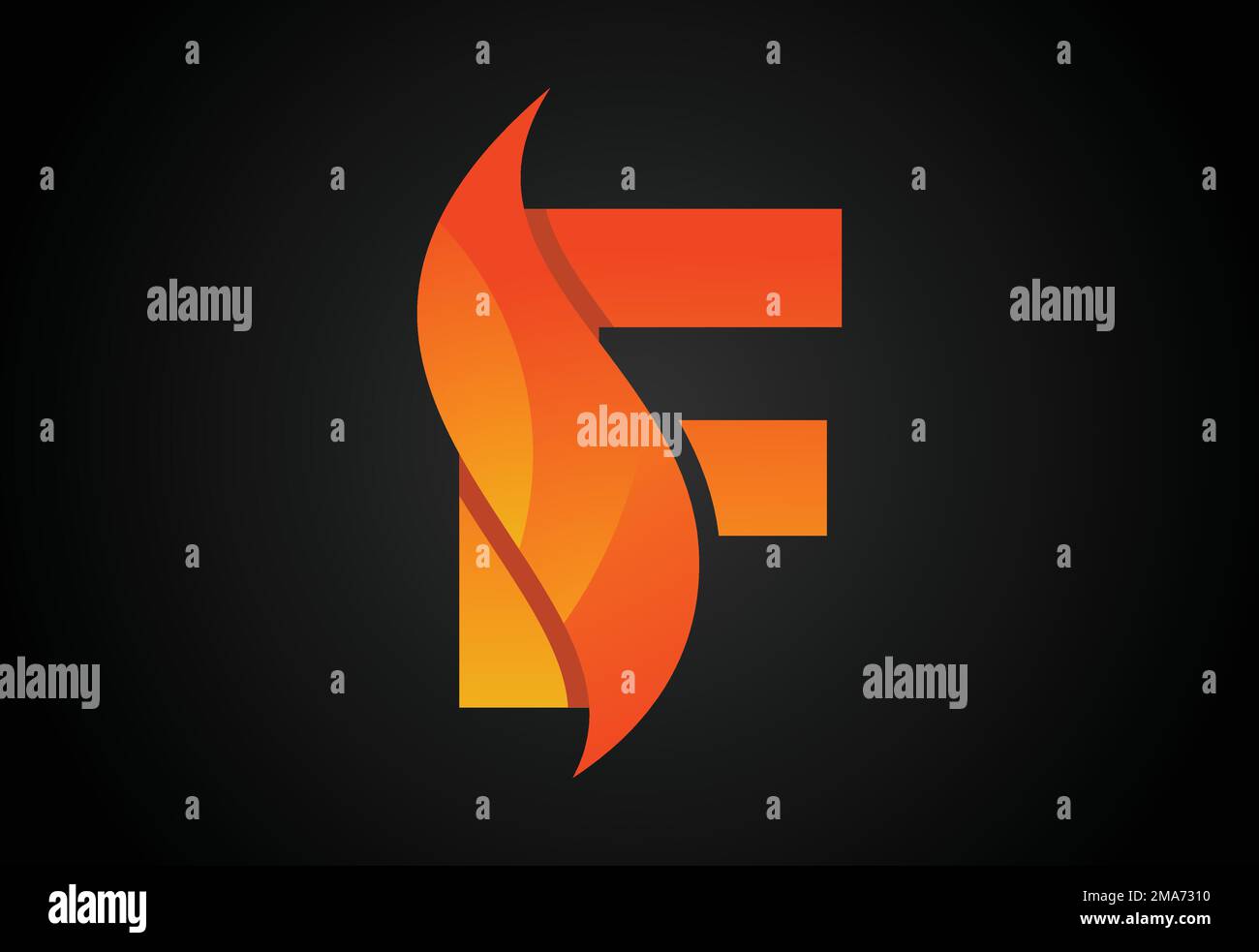 Initial F monogram letter with a swoosh or flame. Fire flames or swoosh ...