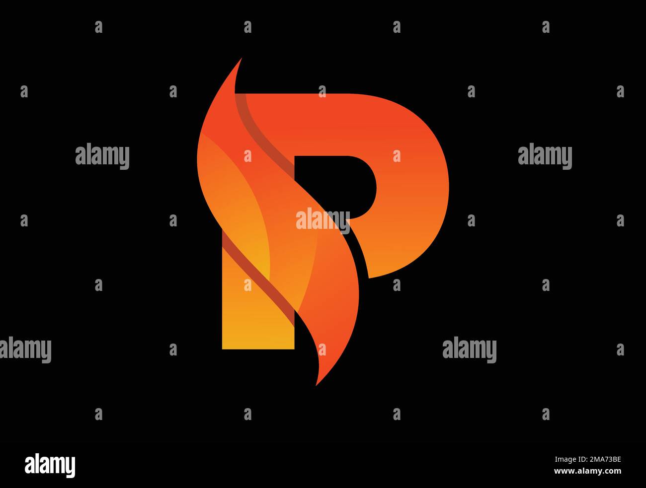 Initial P monogram letter with a swoosh or flame. Fire flames or swoosh ...
