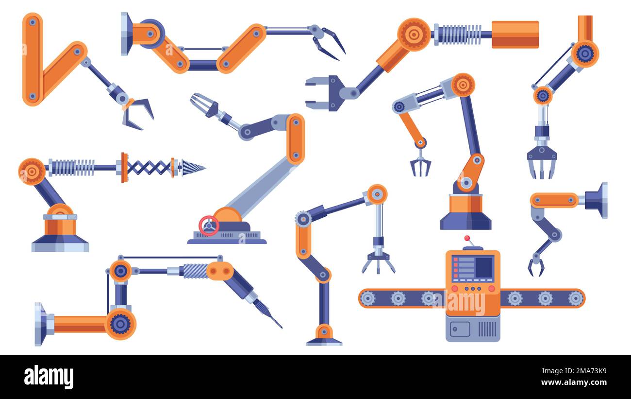 Industrial Robot Arm Robotic Electronic Hand Manipulator With Machine Parts Automation Process