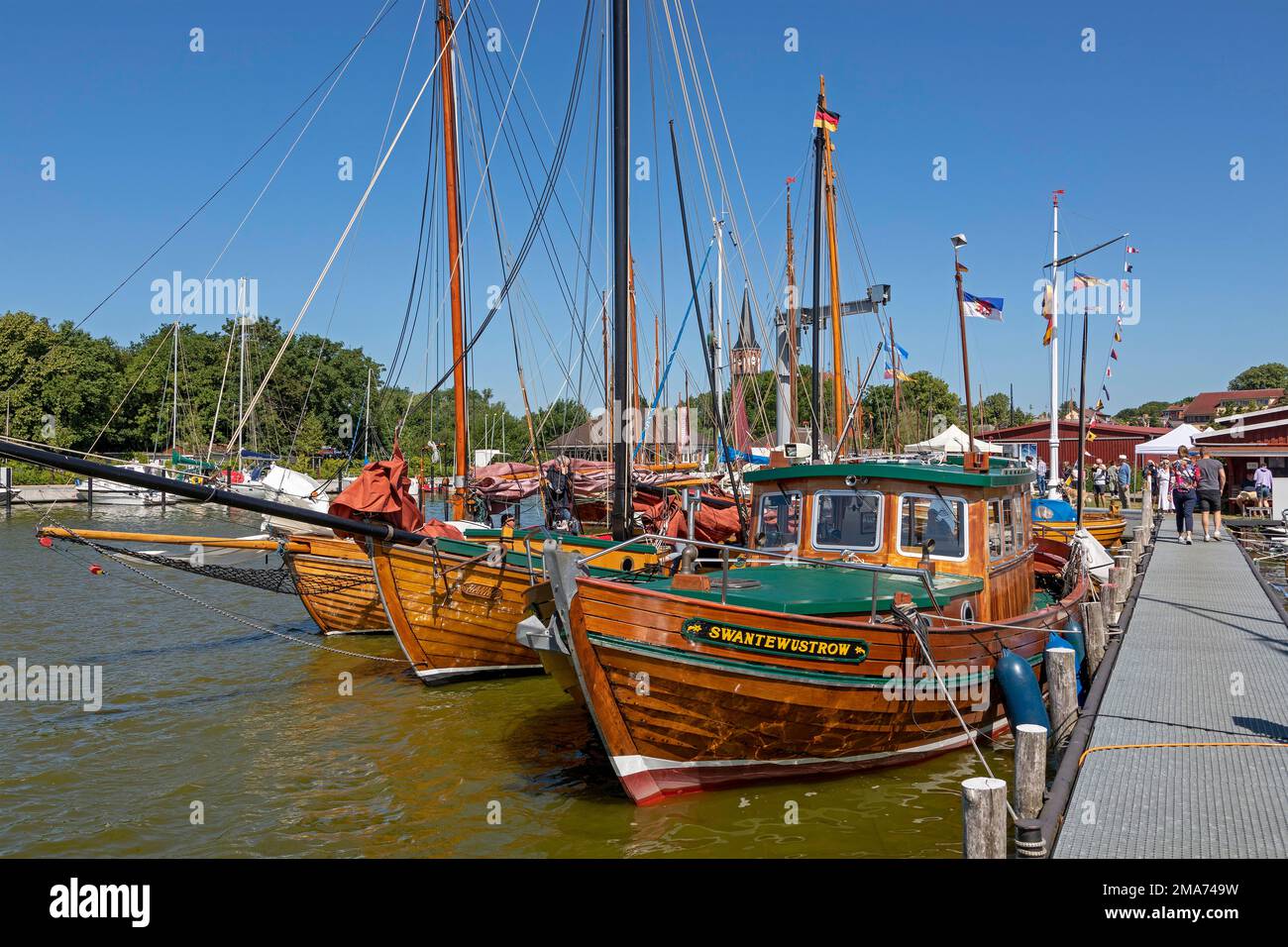 Wooden boats, harbour, Wustrow, Mecklenburg-Western Pomerania, Germany ...