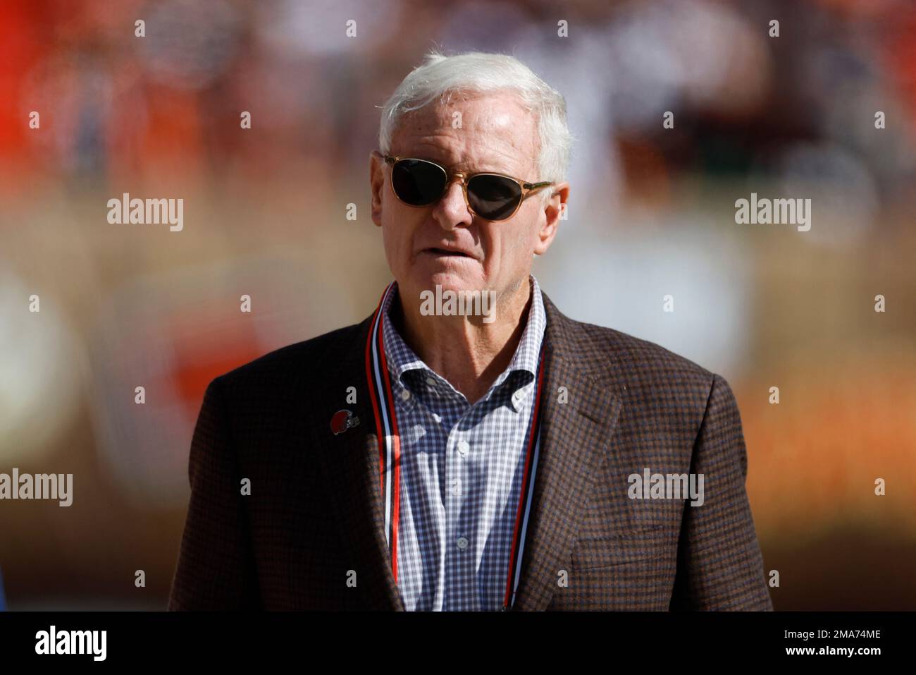 Cleveland Browns owner Jimmy Haslam walks on the sideline during warmup ...