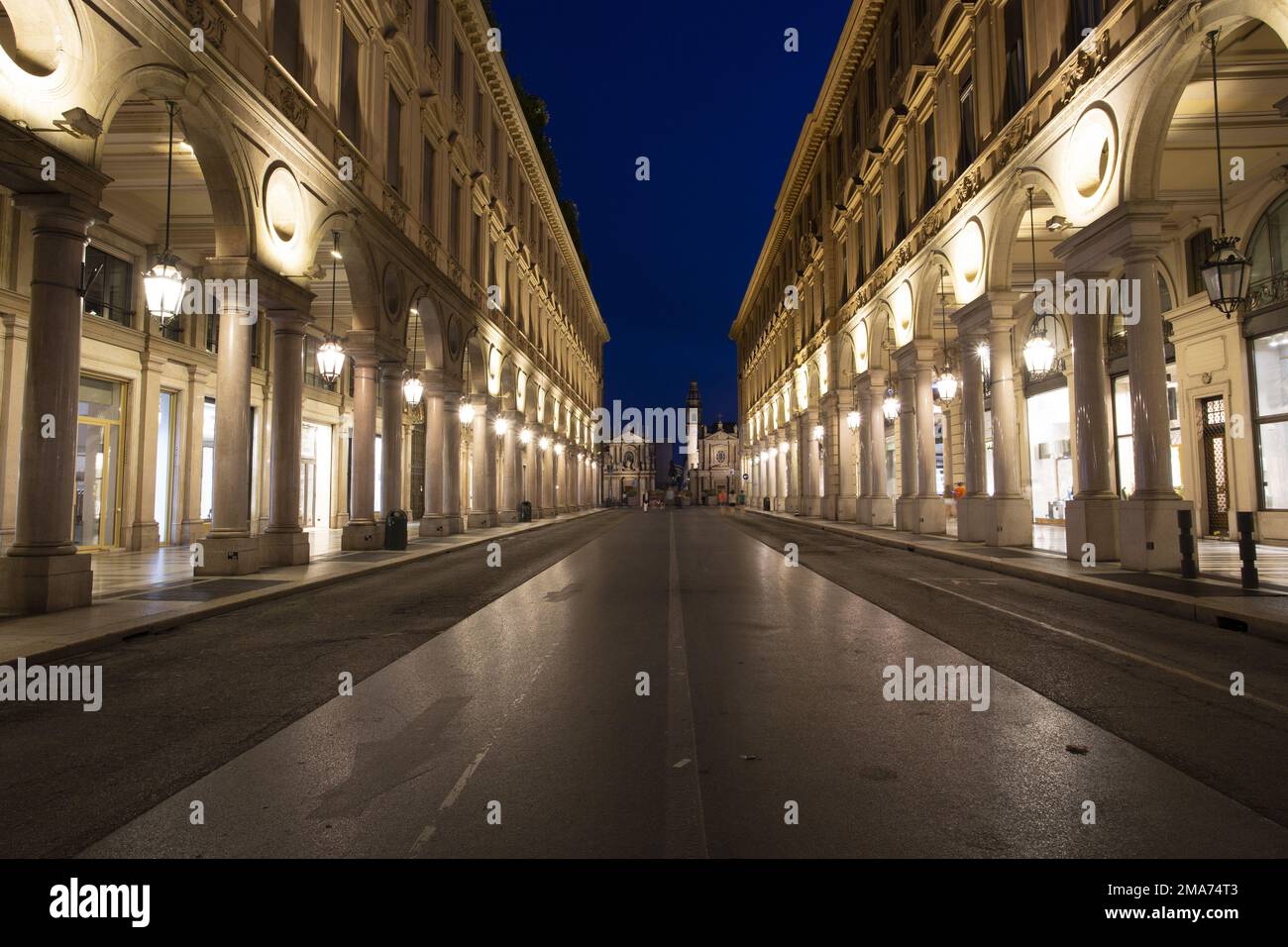 The town of Turin in Italy photographed at night Stock Photo - Alamy