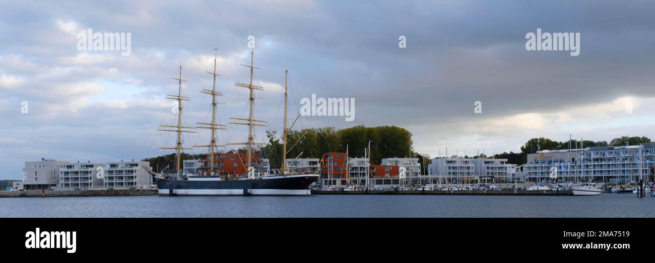 Four-masted barque Passat, sailing ship, museum, modern apartment ...