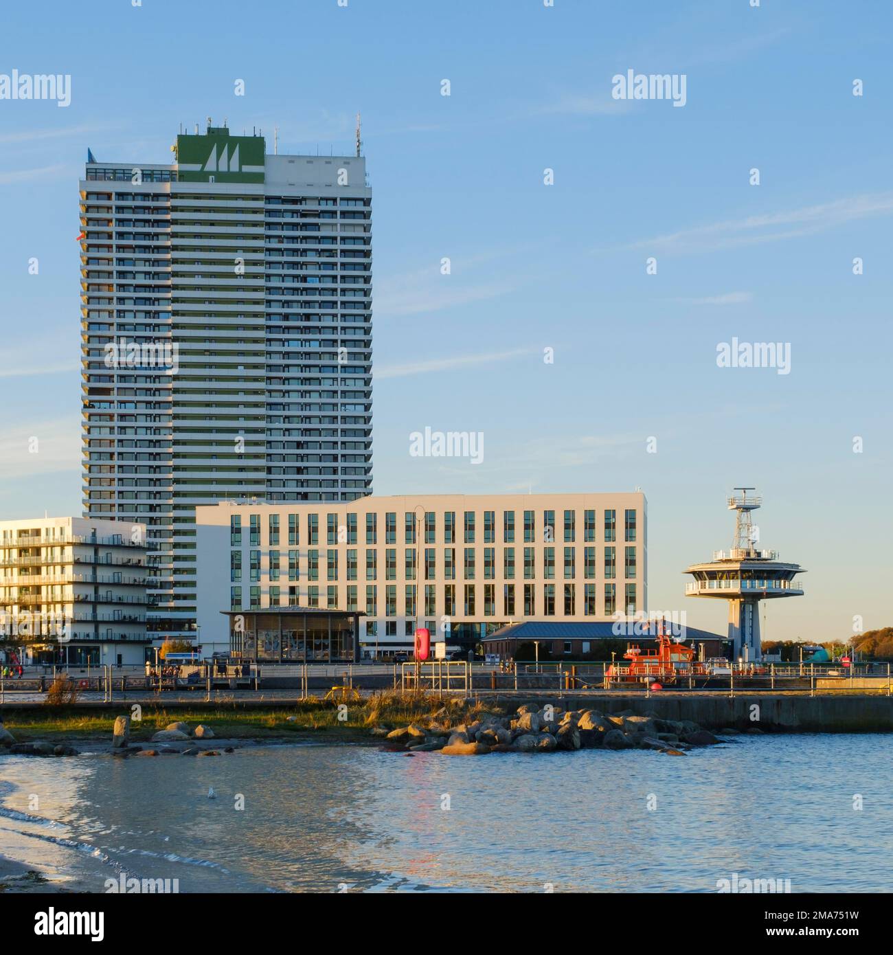 Hotel Maritim and Pilot Station on the Trave Promenade, Travemuende ...