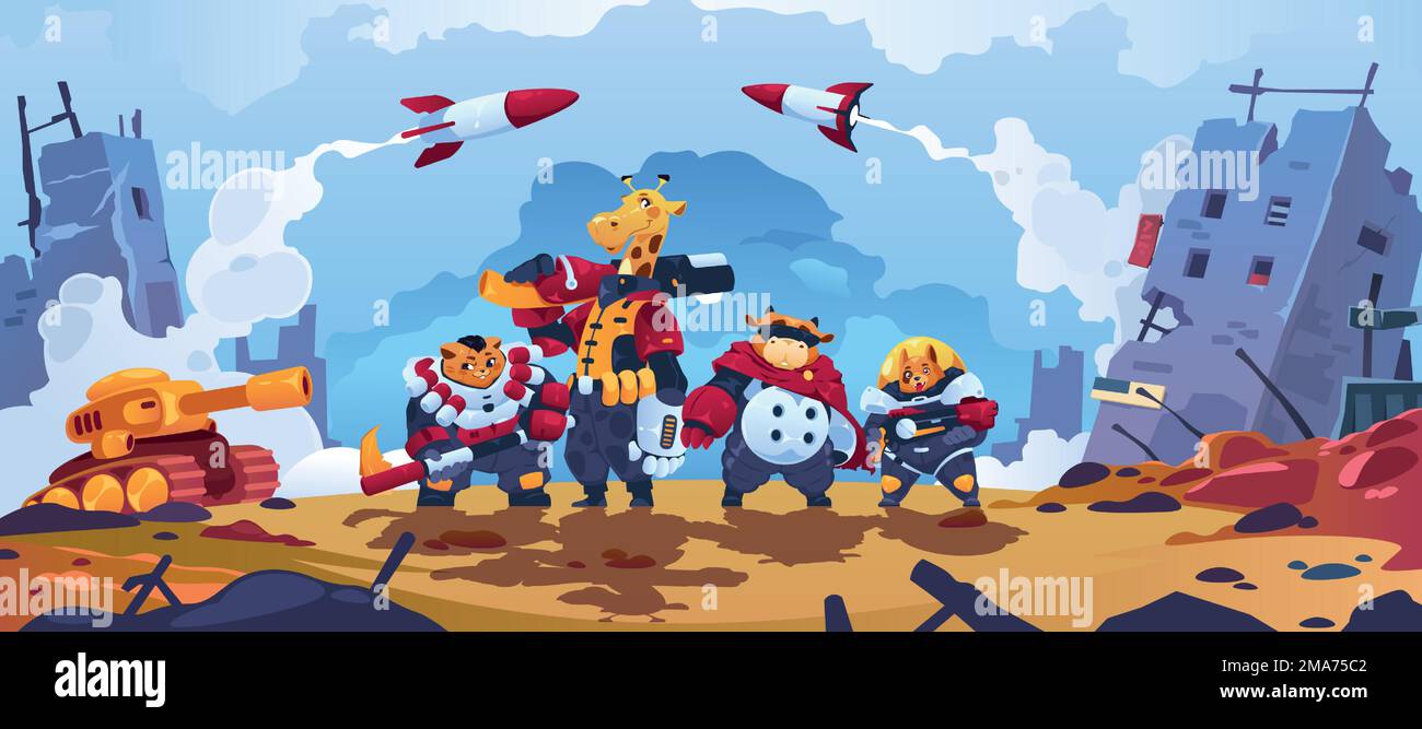 Fantasy battle. Magic fighting scene between wild warrior animals with ...