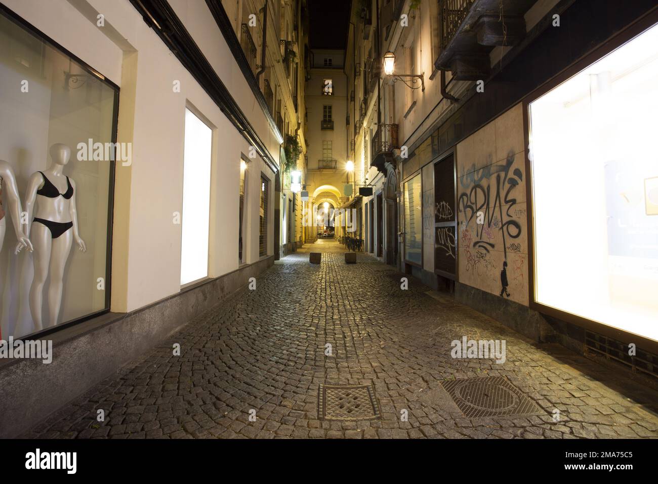 The town of Turin in Italy photographed at night Stock Photo - Alamy