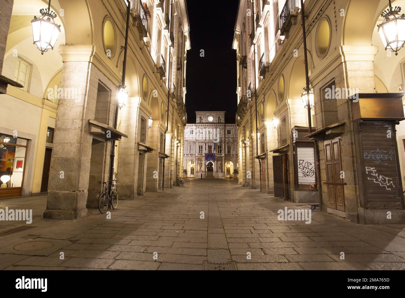 The town of Turin in Italy photographed at night Stock Photo - Alamy