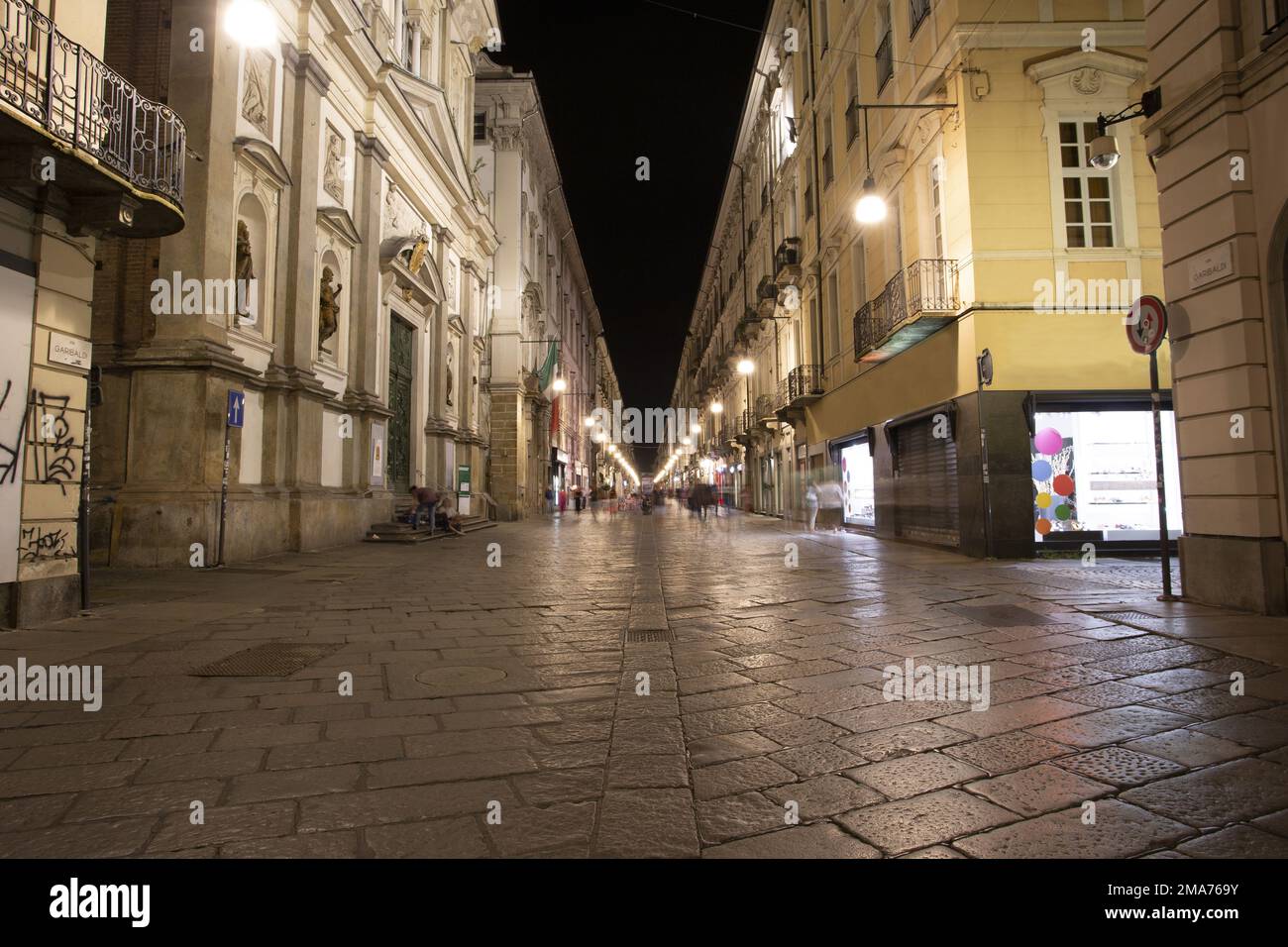 The town of Turin in Italy photographed at night Stock Photo - Alamy