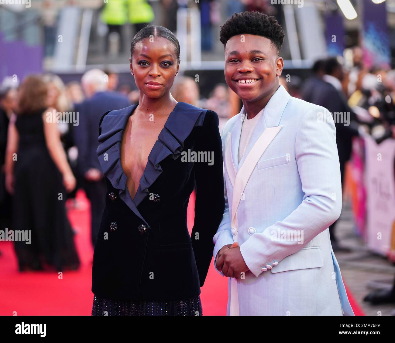 Danielle Deadwyler, left, and Jalyn Hall pose for photographers upon ...