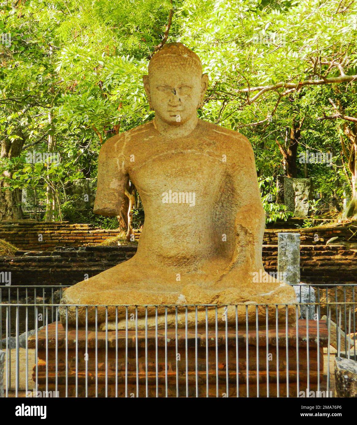 The Lord Buddha is depicted in the position of the Dhyana Mudra, the ...