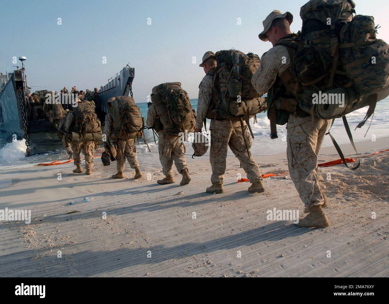 US Marine Corps (USMC) Marines from the 13th Marine Expeditionary Unit ...
