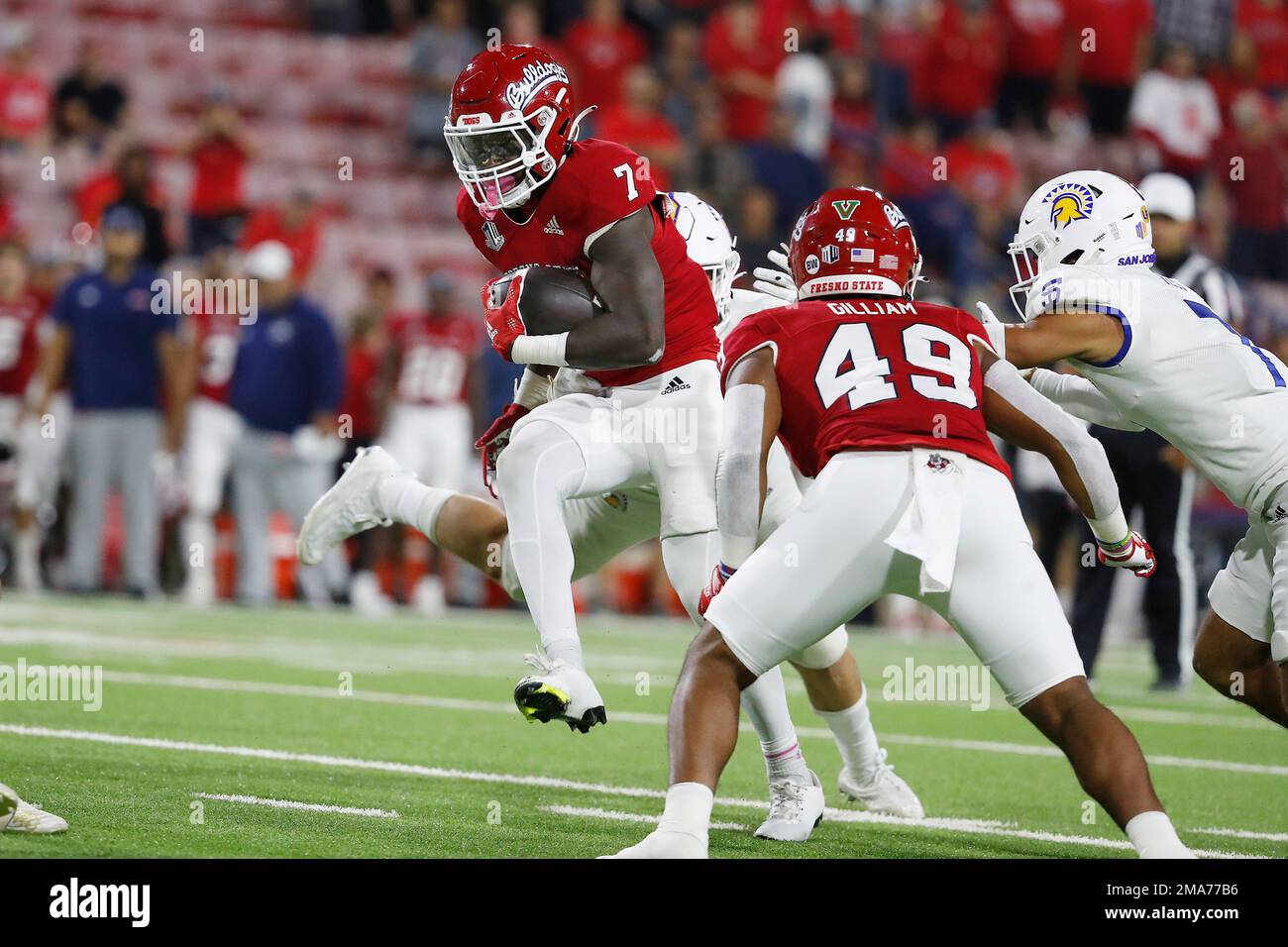 Fresno State running back Jordan Mims looks for room to run against San ...