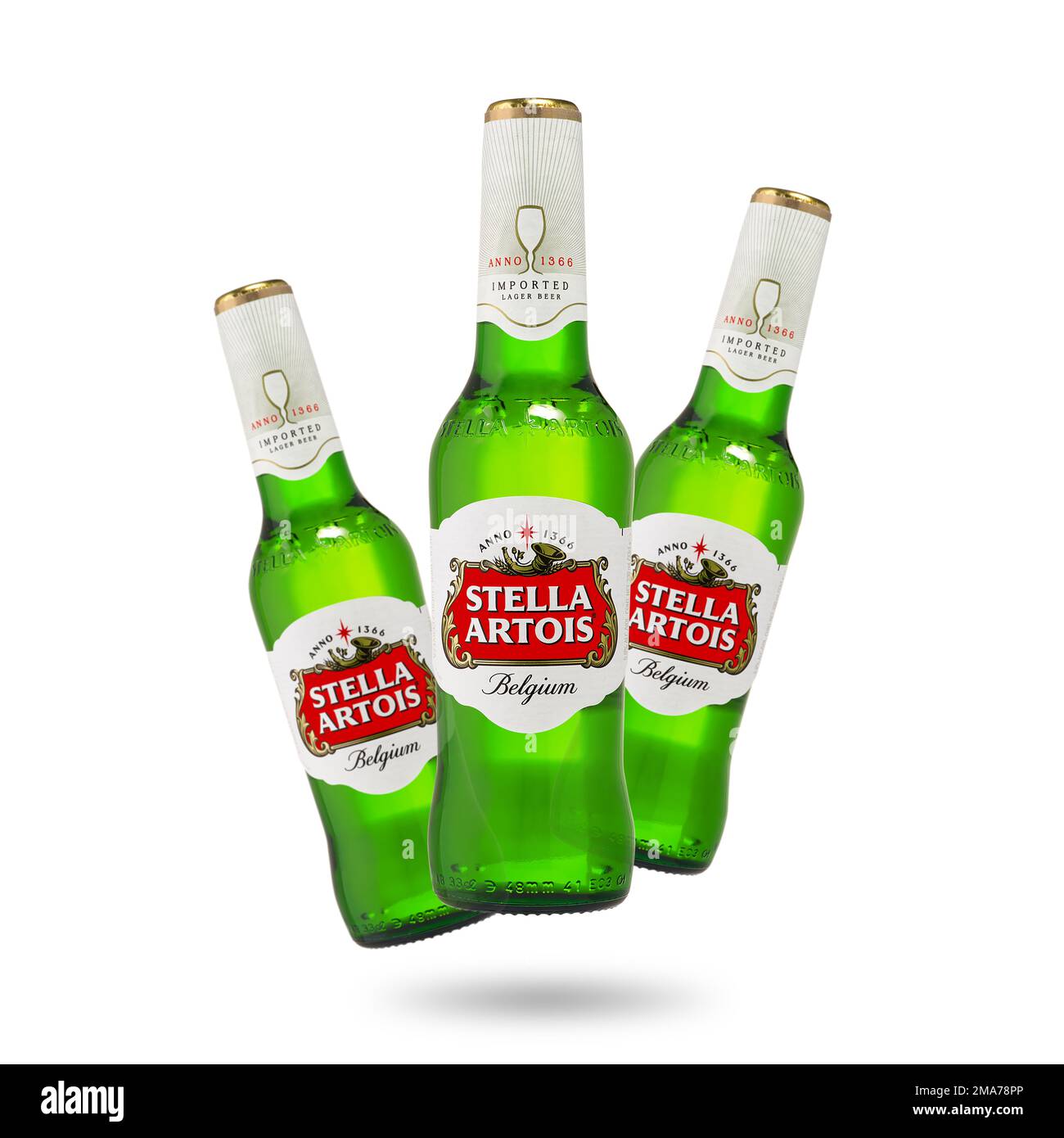 Tallinn, Estonia -January, 2023 Bottle of Stella Artois beer on ...