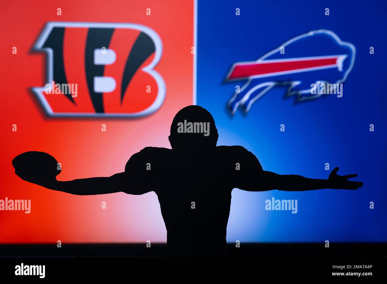 BUFFALO, USA, JANUARY 18, 2023: Cincinnati Bengals vs. Buffalo Bills ...