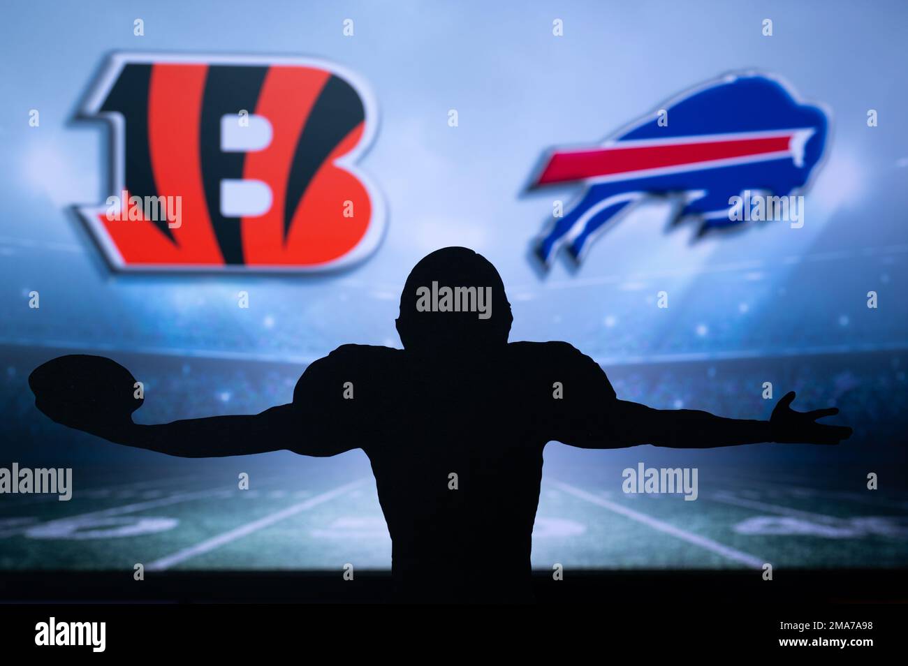 BUFFALO, USA, JANUARY 18, 2023: Cincinnati Bengals vs. Buffalo Bills ...