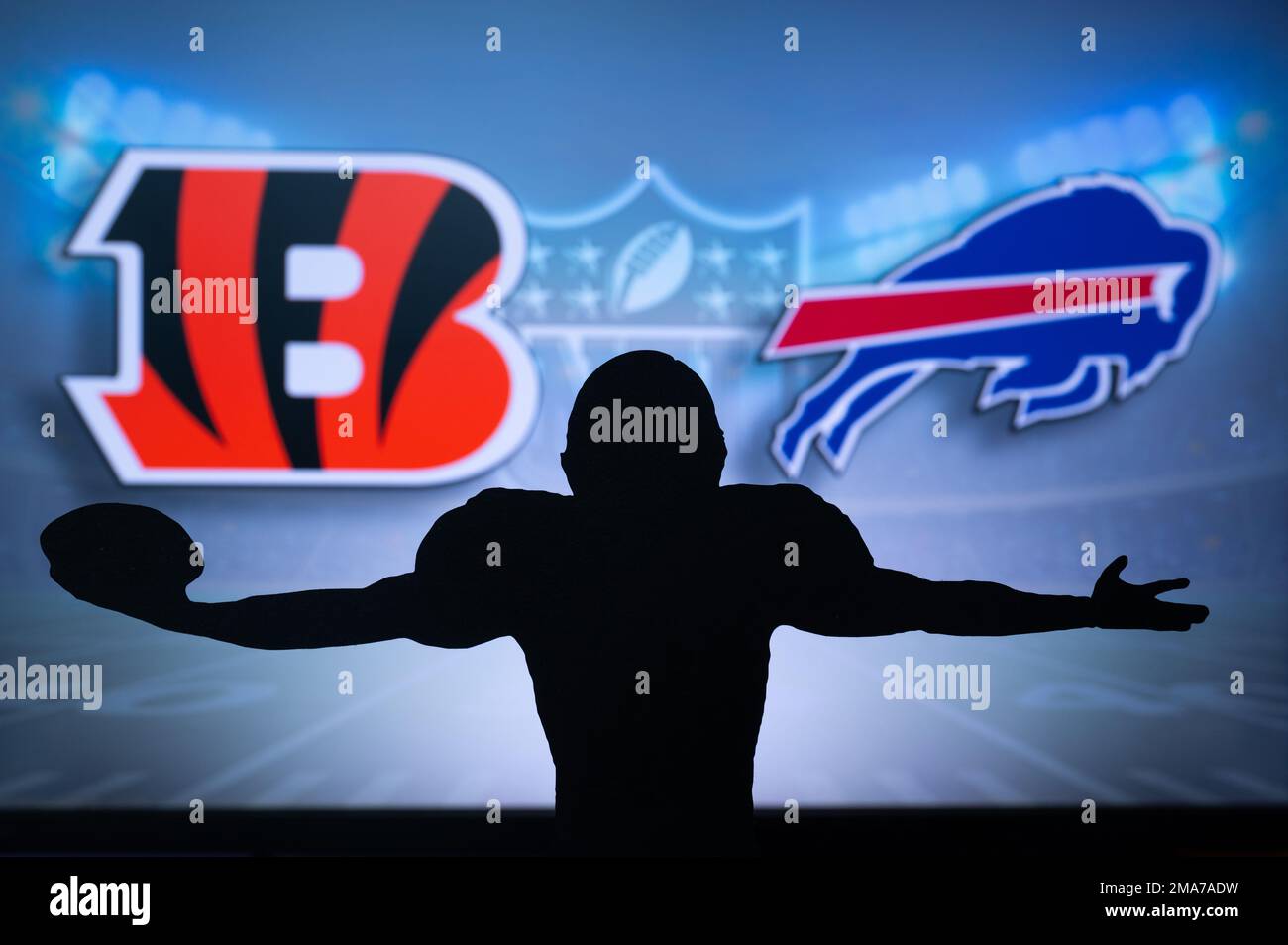 BUFFALO, USA, JANUARY 18, 2023: Cincinnati Bengals vs. Buffalo Bills ...