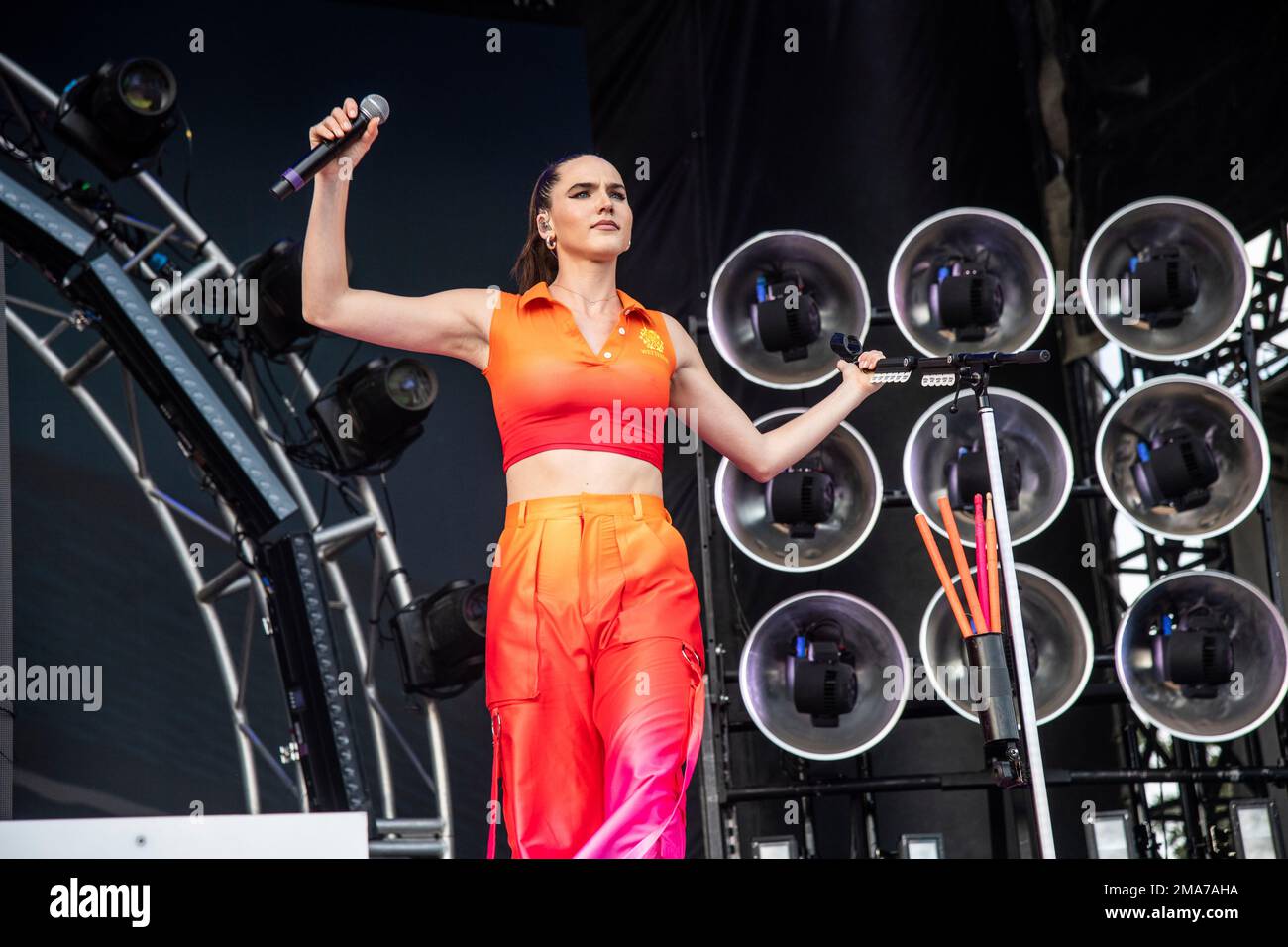 Sophie Hawley-Weld of SOFI TUKKER performs on the second weekend of the ...
