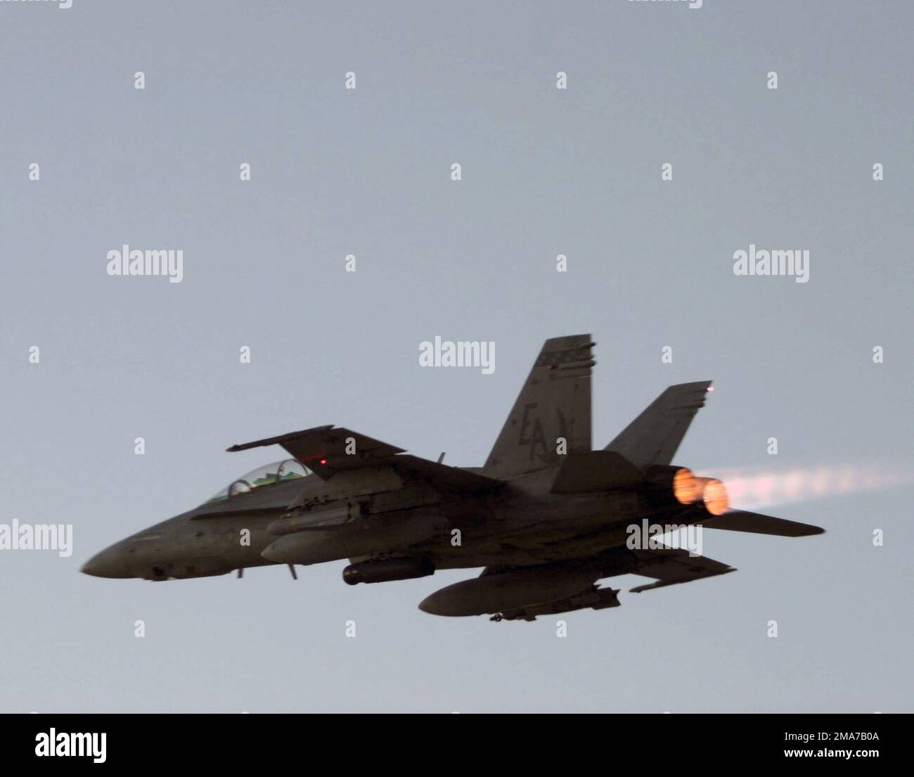 In flight view of a US Marine Corps (USMC) FA-18D Hornet, Marine ...