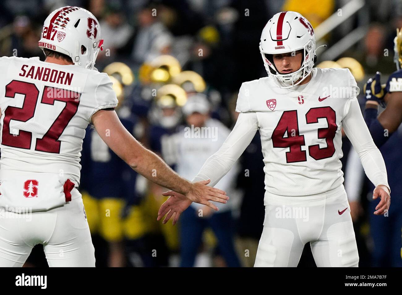 Stanford place-kicker Joshua Karty, right, celebrates with punter Ryan ...