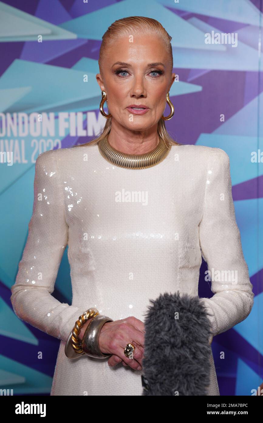 Joely Richardson is interviewed upon arrival for the premiere of the ...