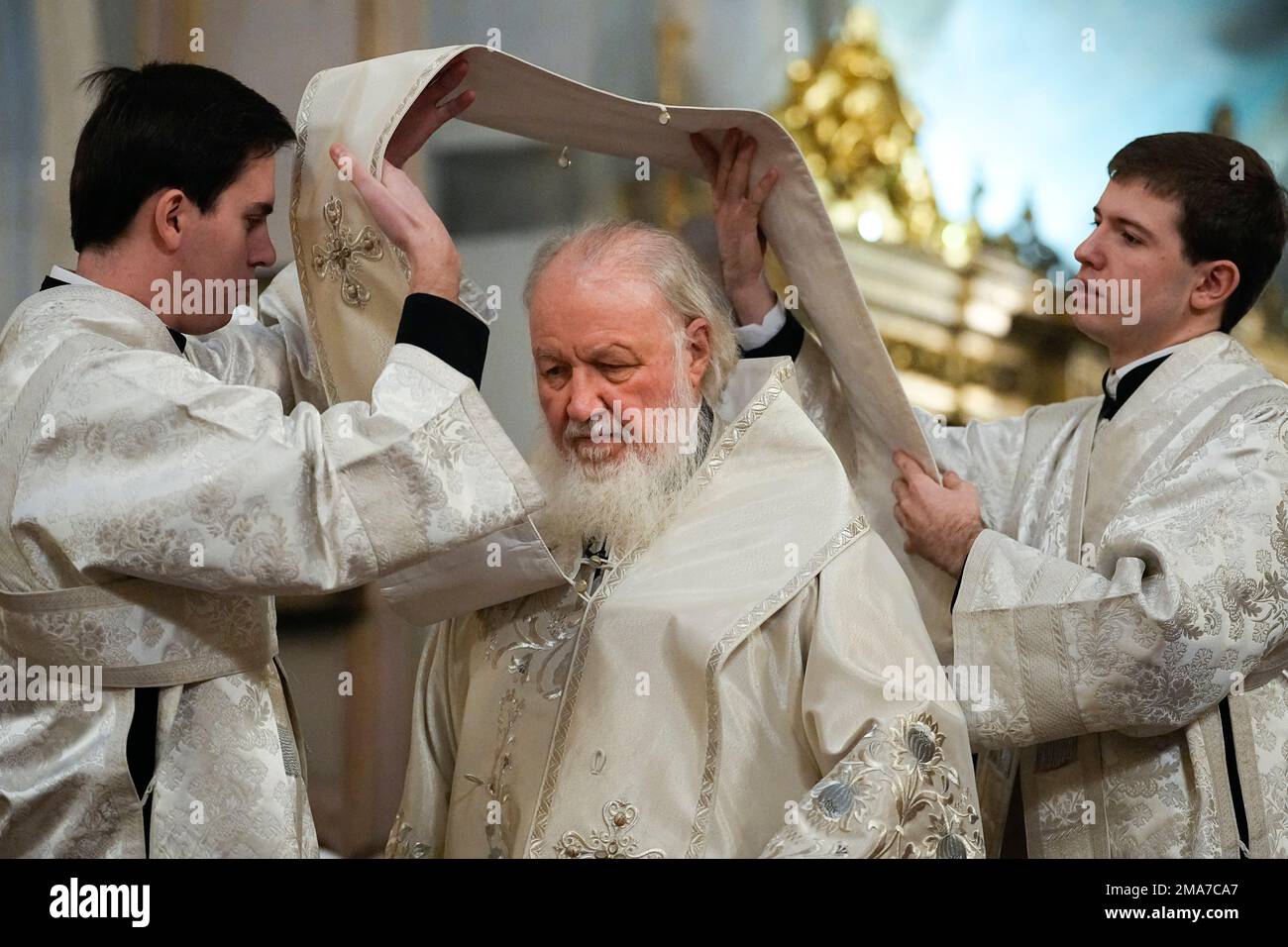 Russian Orthodox Church Patriarch Kirill prepares to conduct an ...